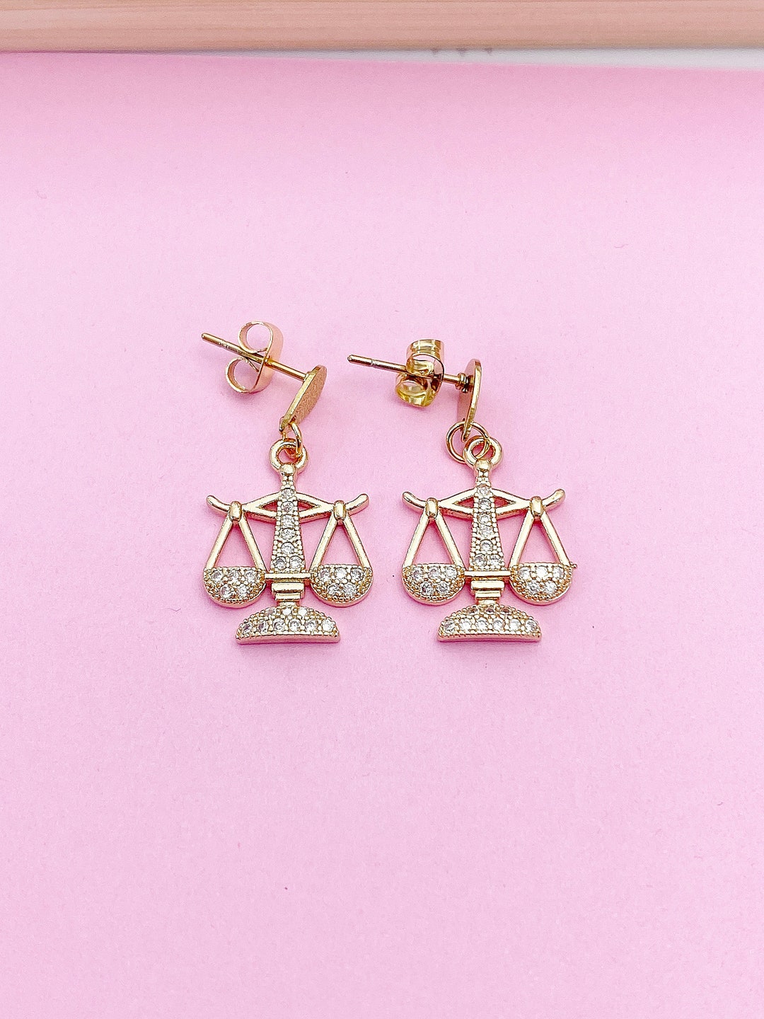 Gold Justice Scale Charm Stud Earrings Lawyer Law School Paralegal ...