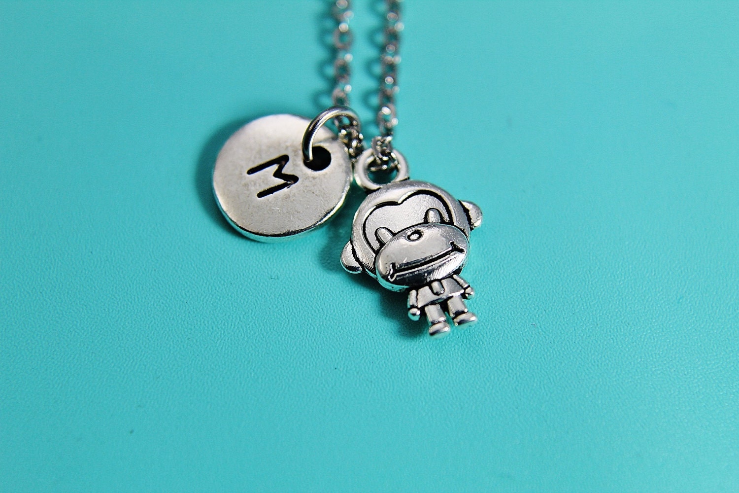 Monkey Necklace Silver Monkey Charm Wild Animal Charm - Etsy