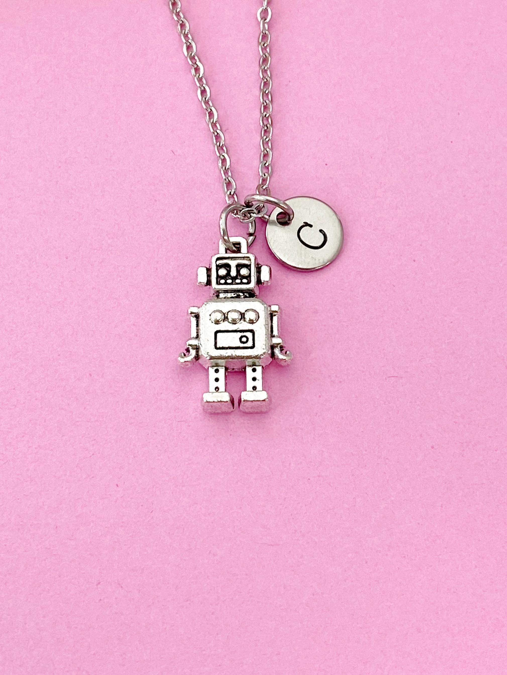 Silver Robot Charm Necklace, Robot Pendants, Robotics Gifts ...