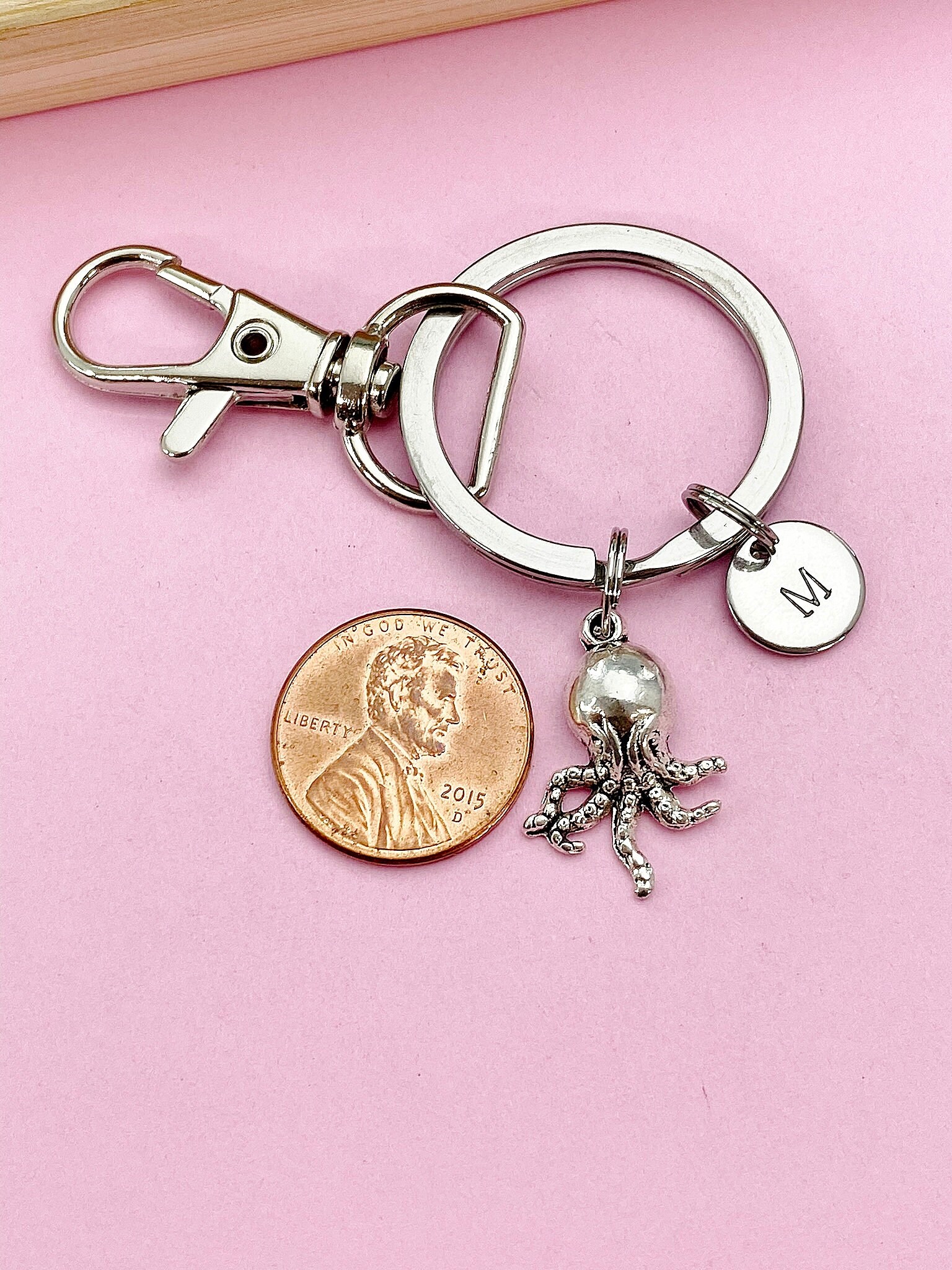 Silver Octopus Charm Keychain, Octopus Charm, Personalized Gift, N1312 ...