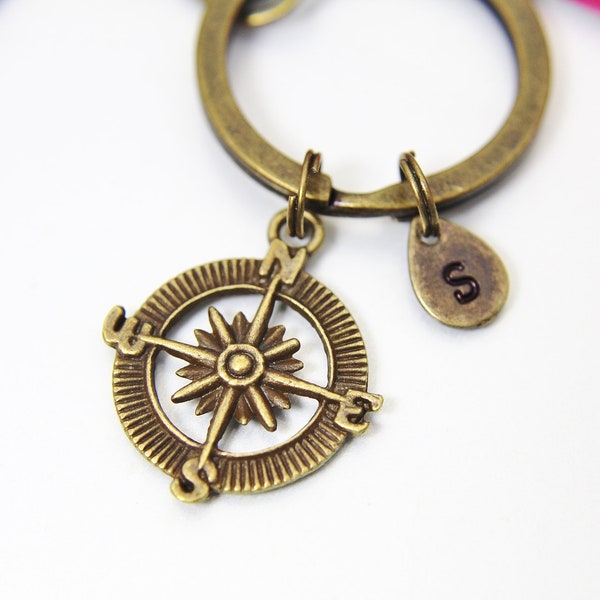 Engraved Compass Keychain - Etsy