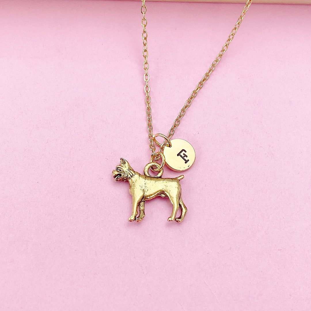 Gold Dog Boxer Charm Necklace, N446 - Etsy