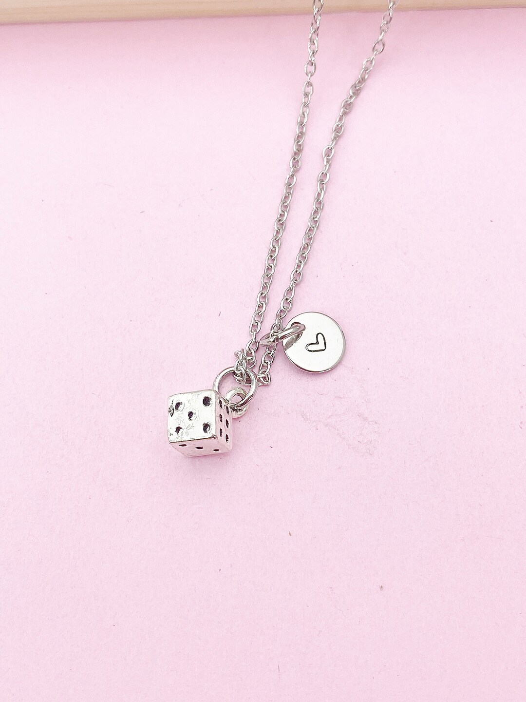 Silver Dice Charm Necklace, N763 - Etsy