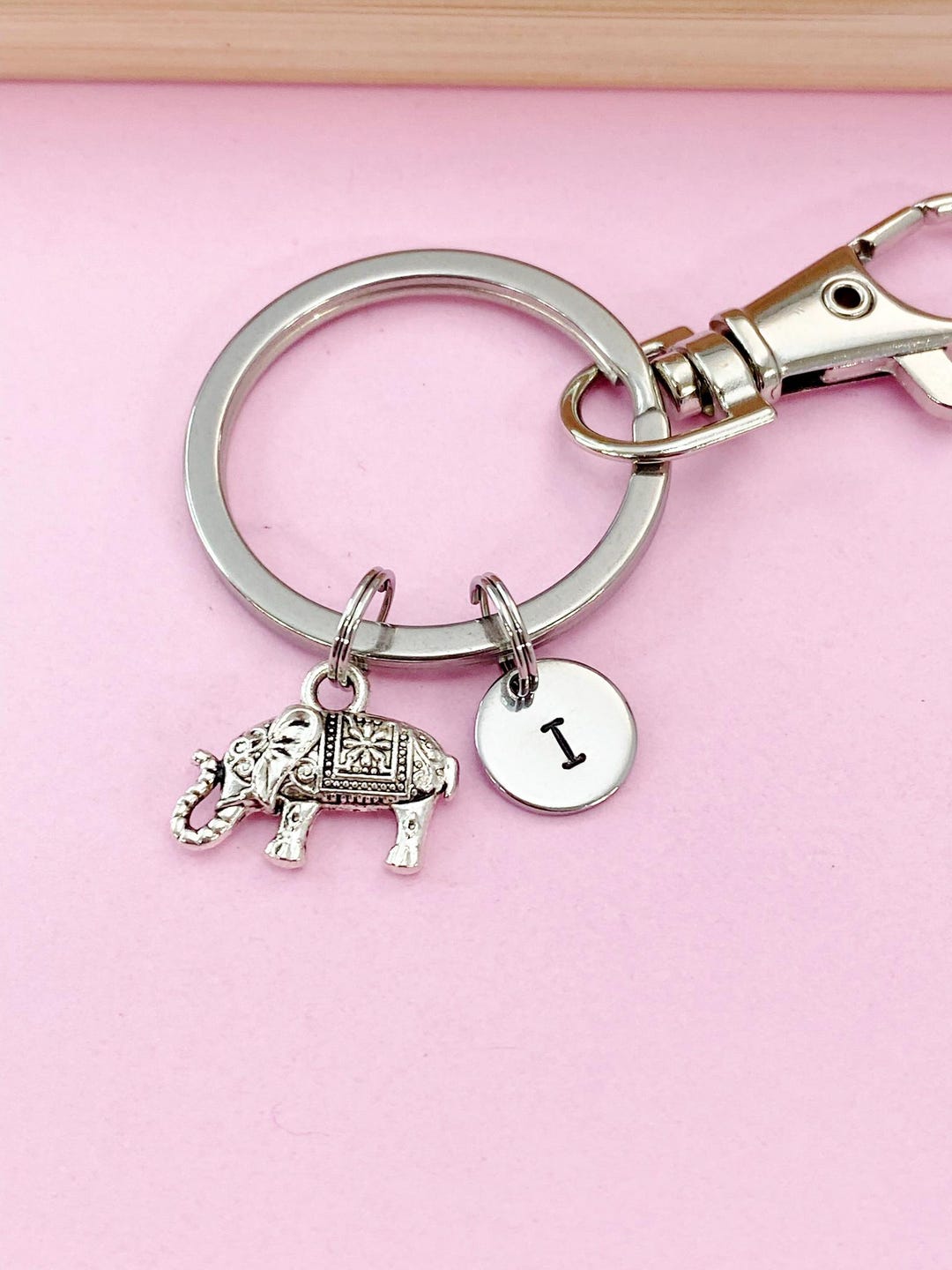 Silver Elephant Charm Keychain, N5404A - Etsy