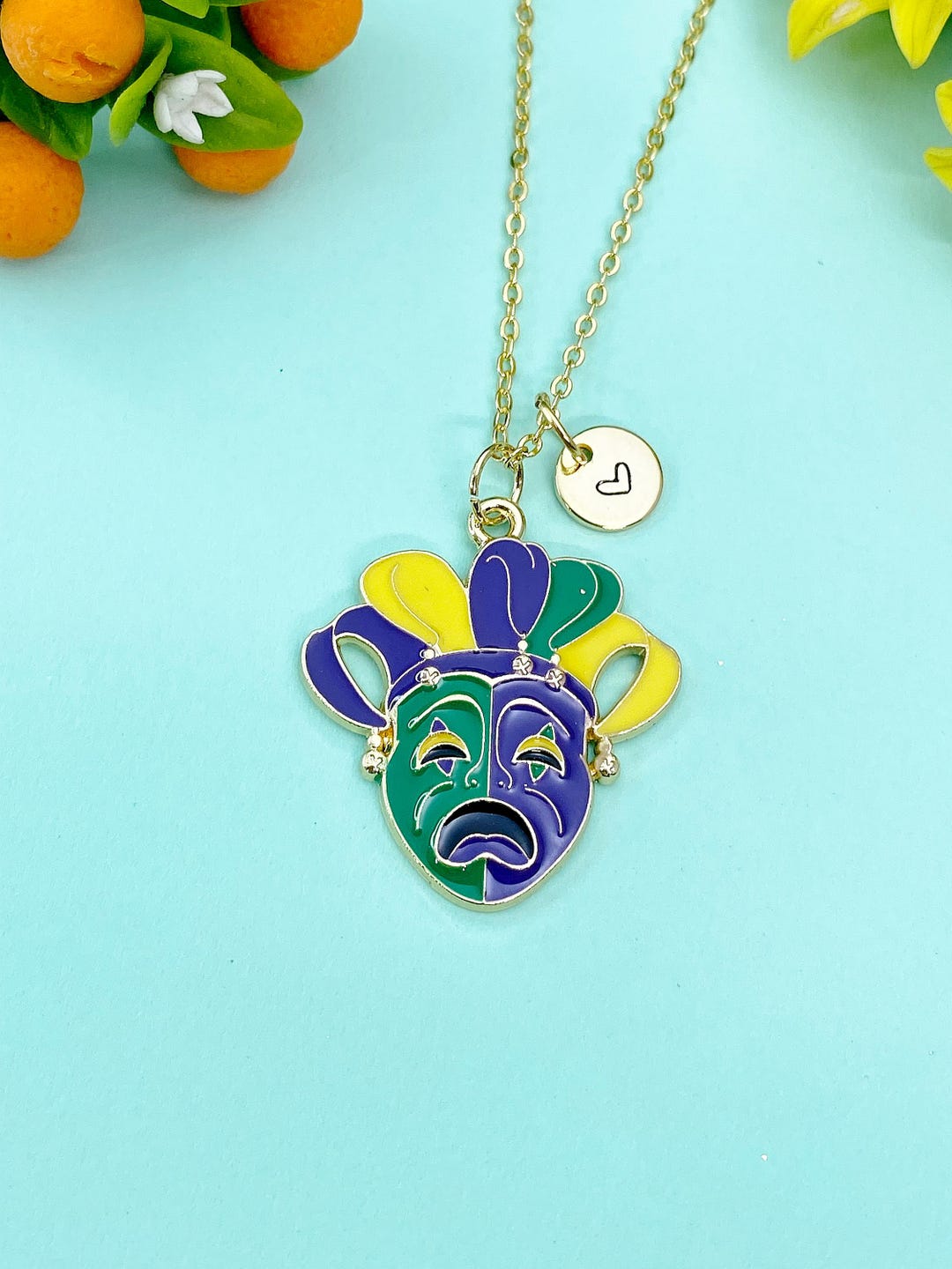 Gold Cried Sad Face Tragedy Drama Mask Charm Necklace, School Music ...