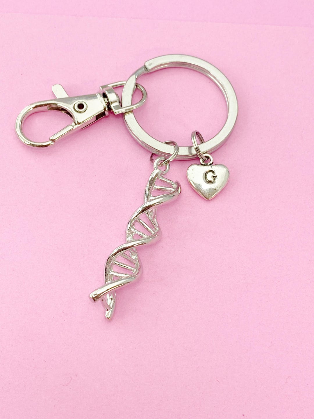 Silver DNA Charm Keychain, Gift for Scientists Biology Laboratory ...