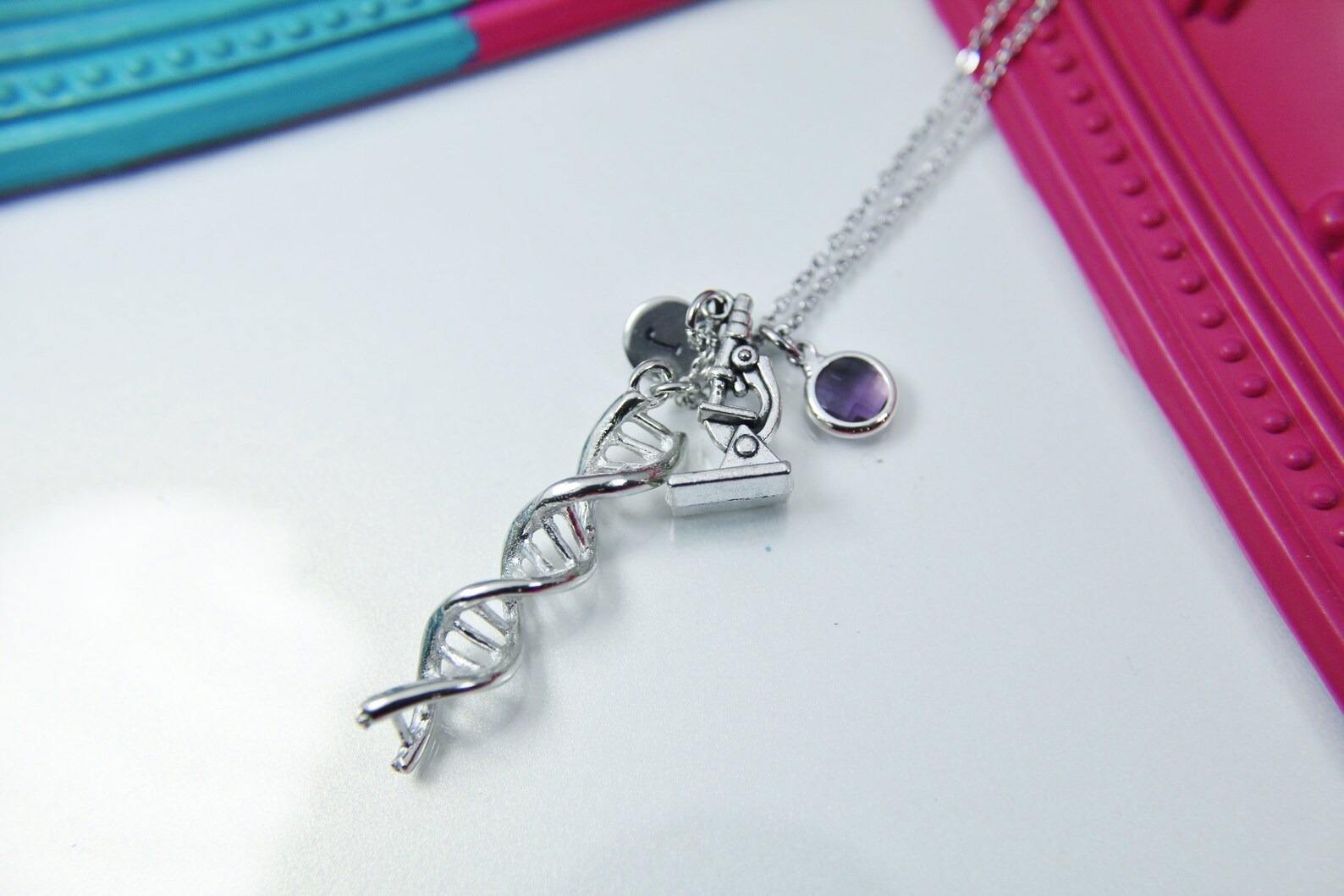 DNA Necklace Microscope Necklace Scientists Gift Biology | Etsy