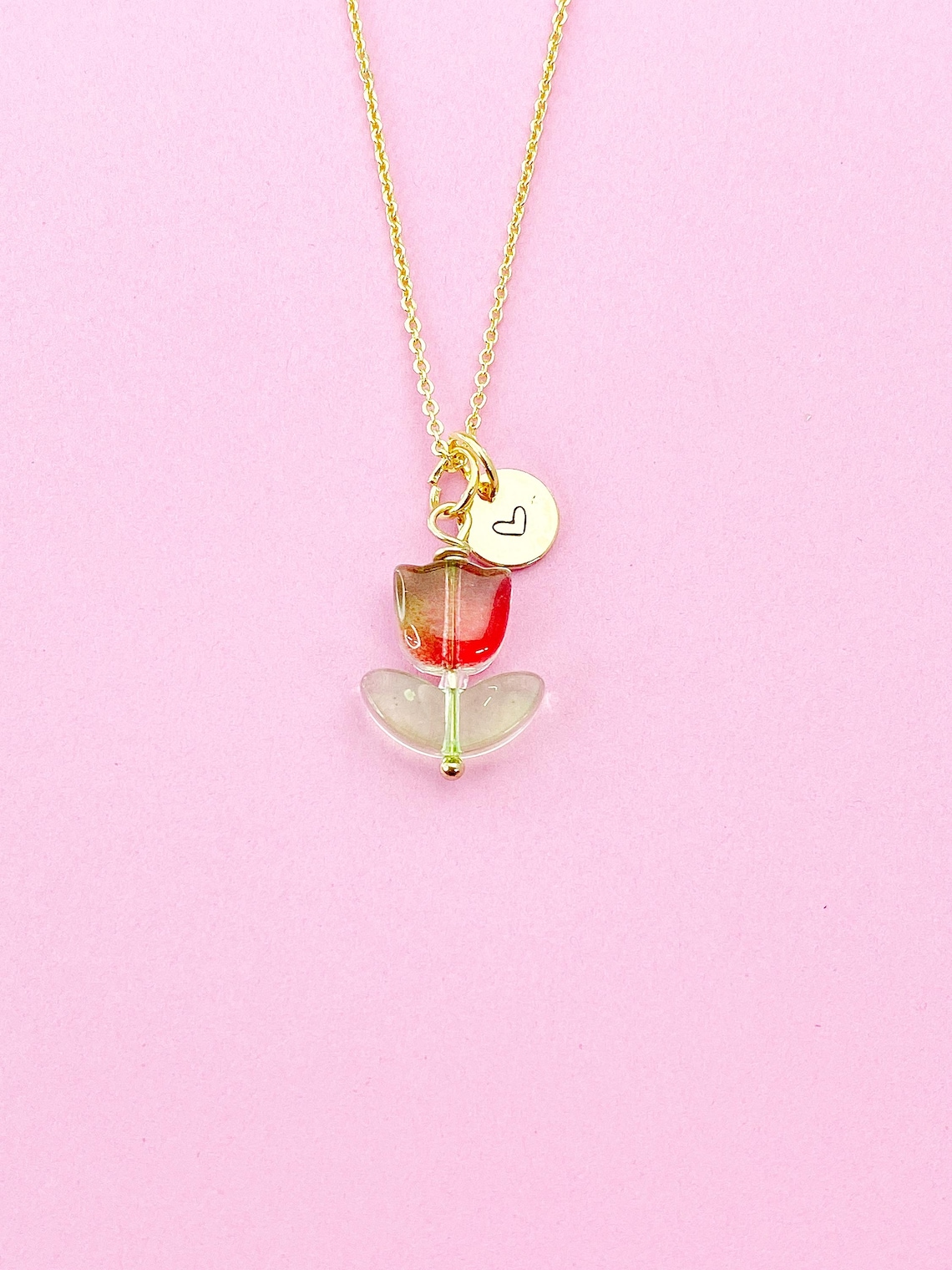 Gold Red Tulip Necklace, Tulip Charm, Gardening Gifts, Personized ...