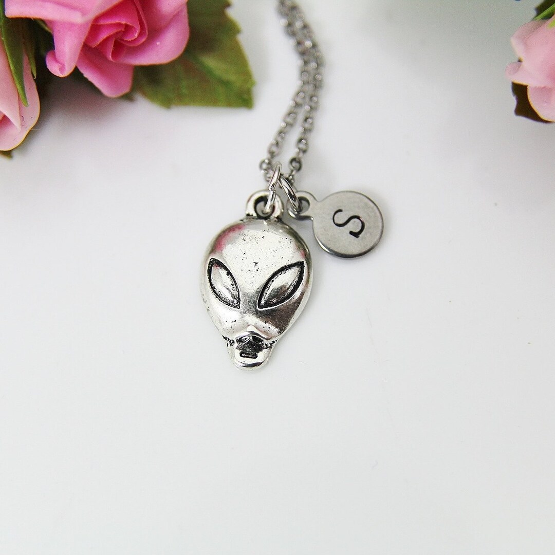 Silver Alien Charm Necklace, Alien Charm, Alien Jewelry, UFO Charm ...