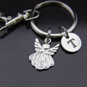 Guardian Angel Keychain, Silver Guardian Angel Charm Keychain, Angel ...