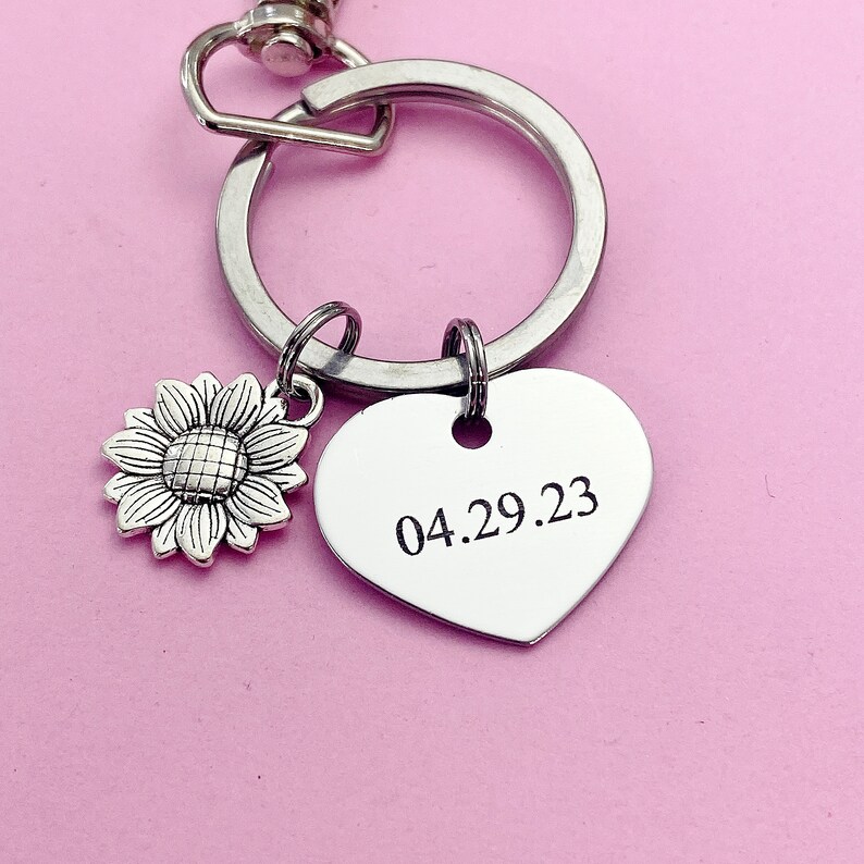 Sunflower Anniversary Keychain in Silver, N1341 - Etsy