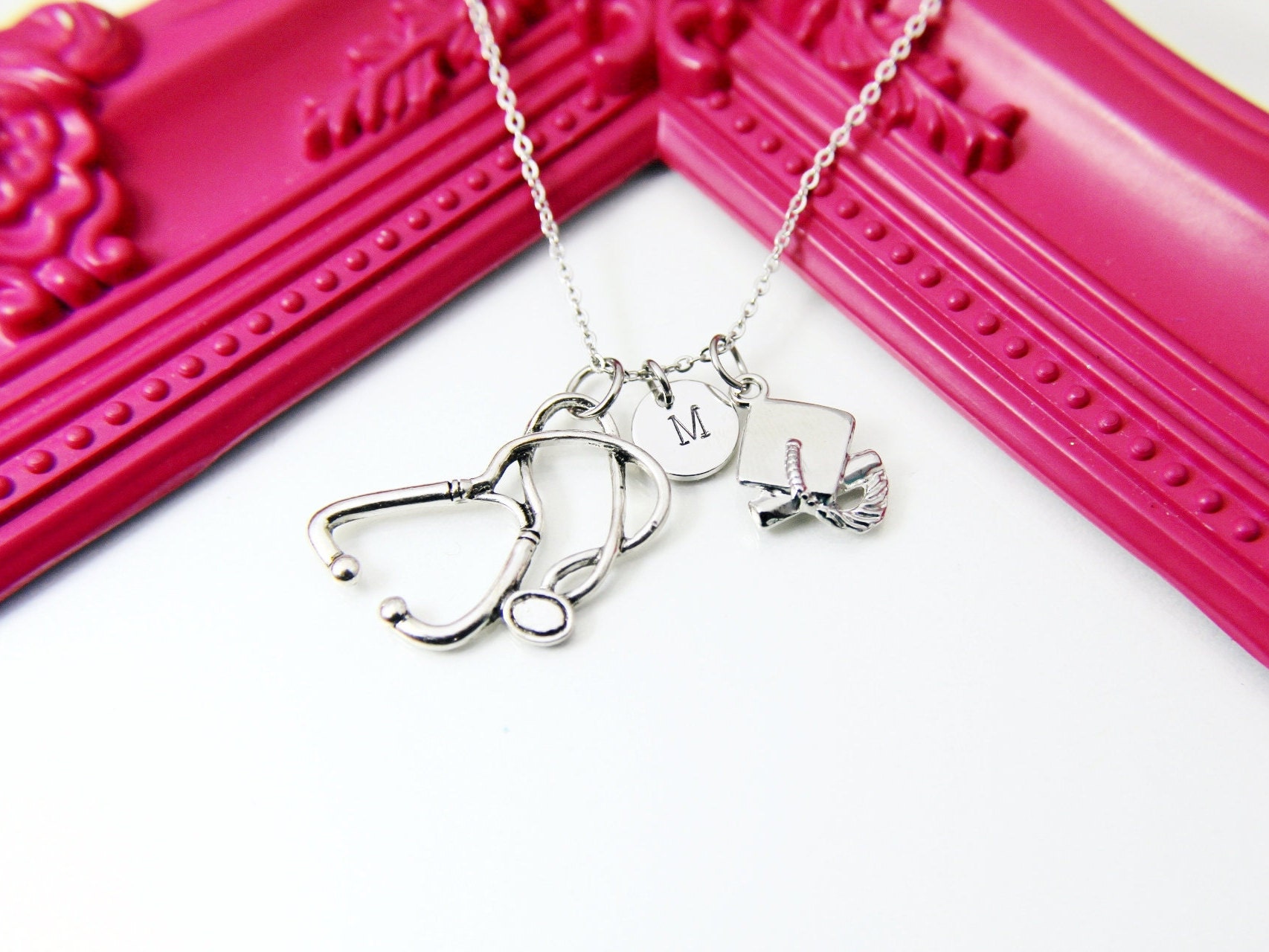 Stethoscope Necklace Silver Stethoscope Charm Necklace - Etsy