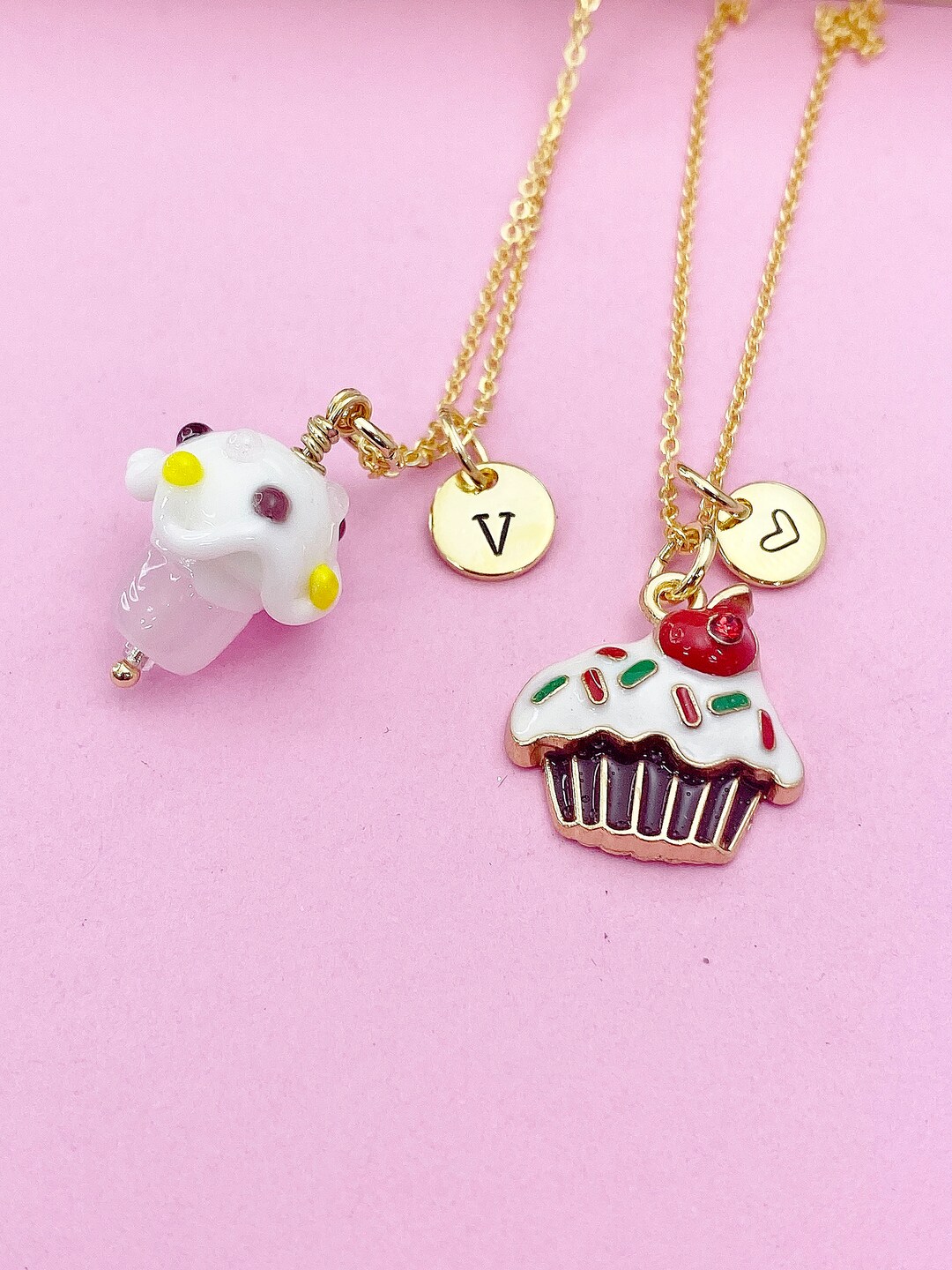 Gold Cupcake Charm Necklace Baker Bakery Shop Gift Ideas Personalized ...