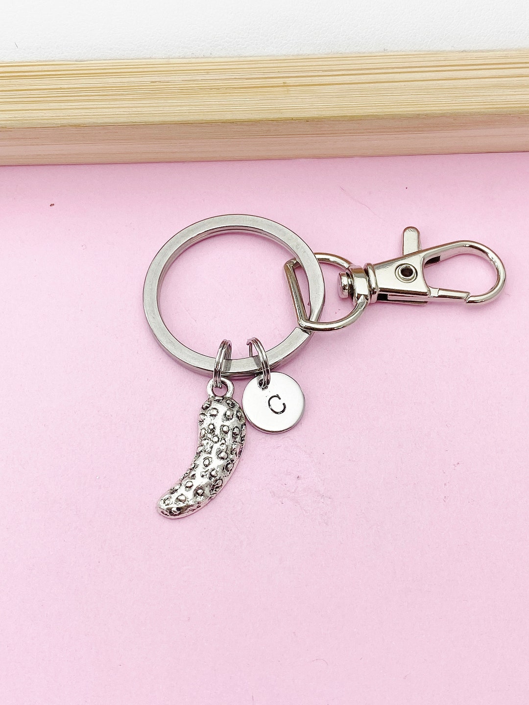 Silver Cucumber Keychain, N774D - Etsy