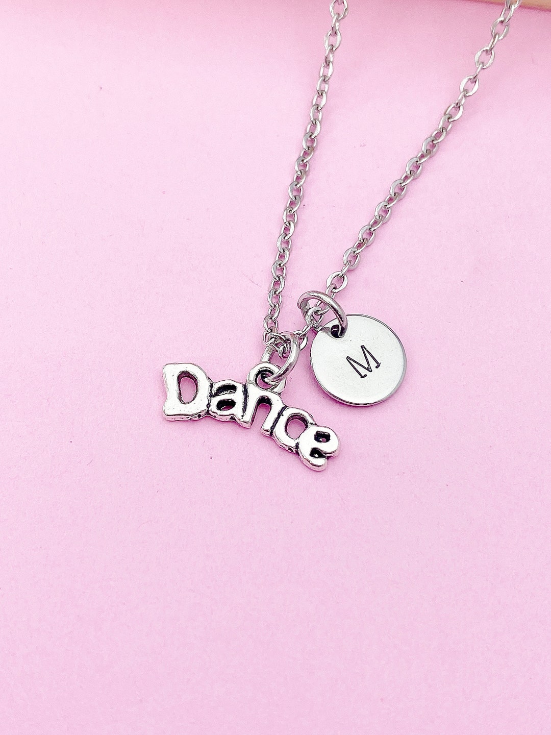 Personalized Dance Charm Necklace, Initial Monogram, Ballet Dance Gift ...