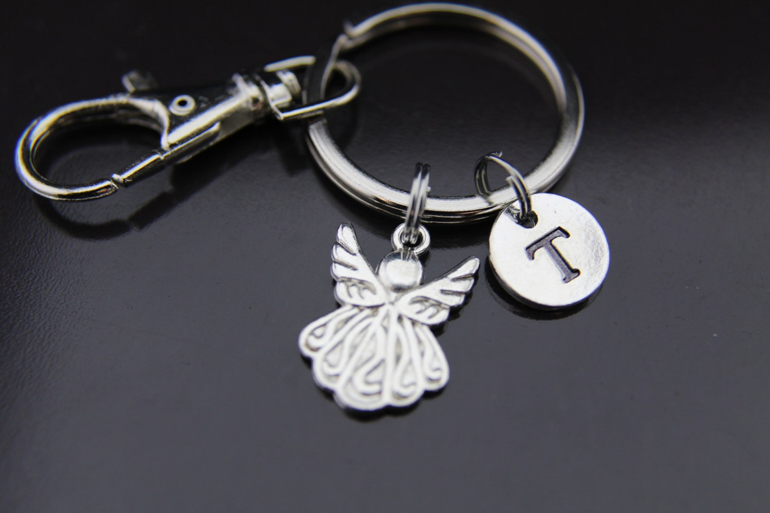 Guardian Angel Keychain Silver Guardian Angel Charm Keychain | Etsy