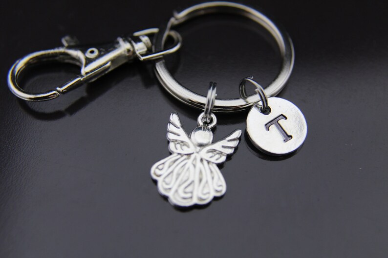 Guardian Angel Keychain Silver Guardian Angel Charm Keychain | Etsy
