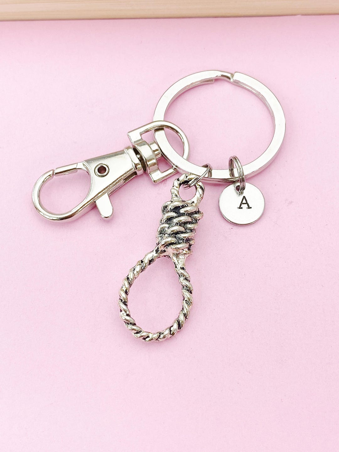 Silver Lasso Keychain, Knot Charm, Rope Charm, Lasso Charm, Gothic ...