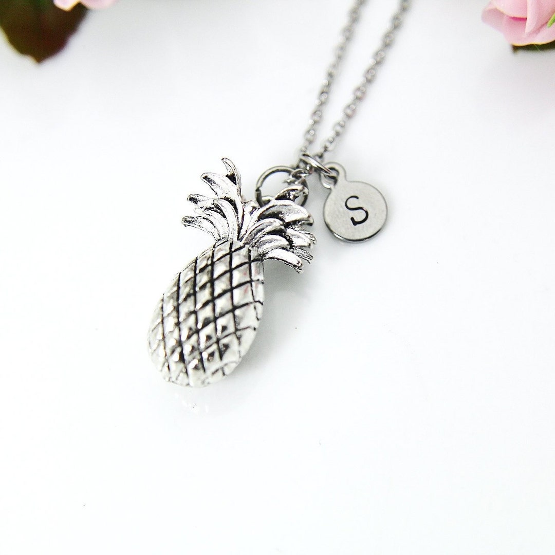 Pineapple Necklace, Silver Pineapple Charm Necklace, Pineapple Charm ...