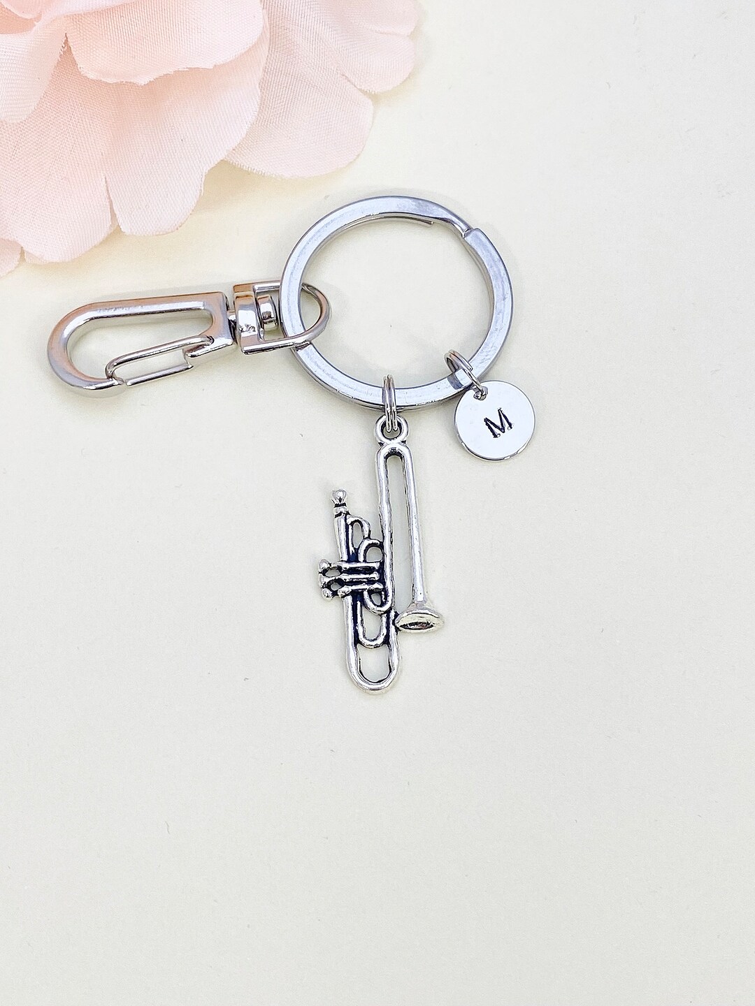 Best Christmas Gift, Silver Trumpet Keychain, Lucky Charm, School Band ...