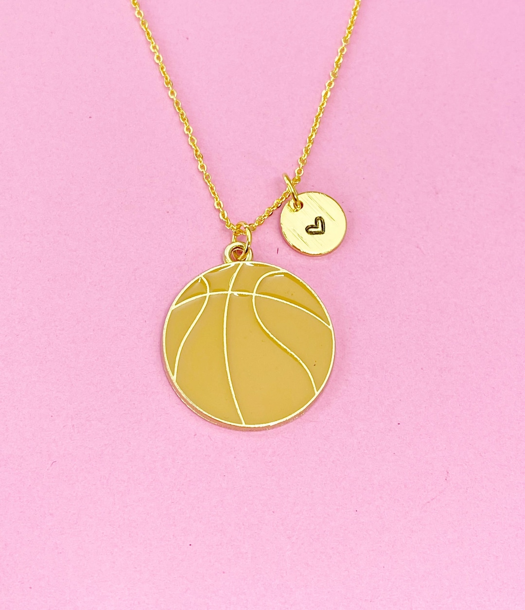 Gold Basketball Charm Necklace, Large Charm, Basketball Player Team ...