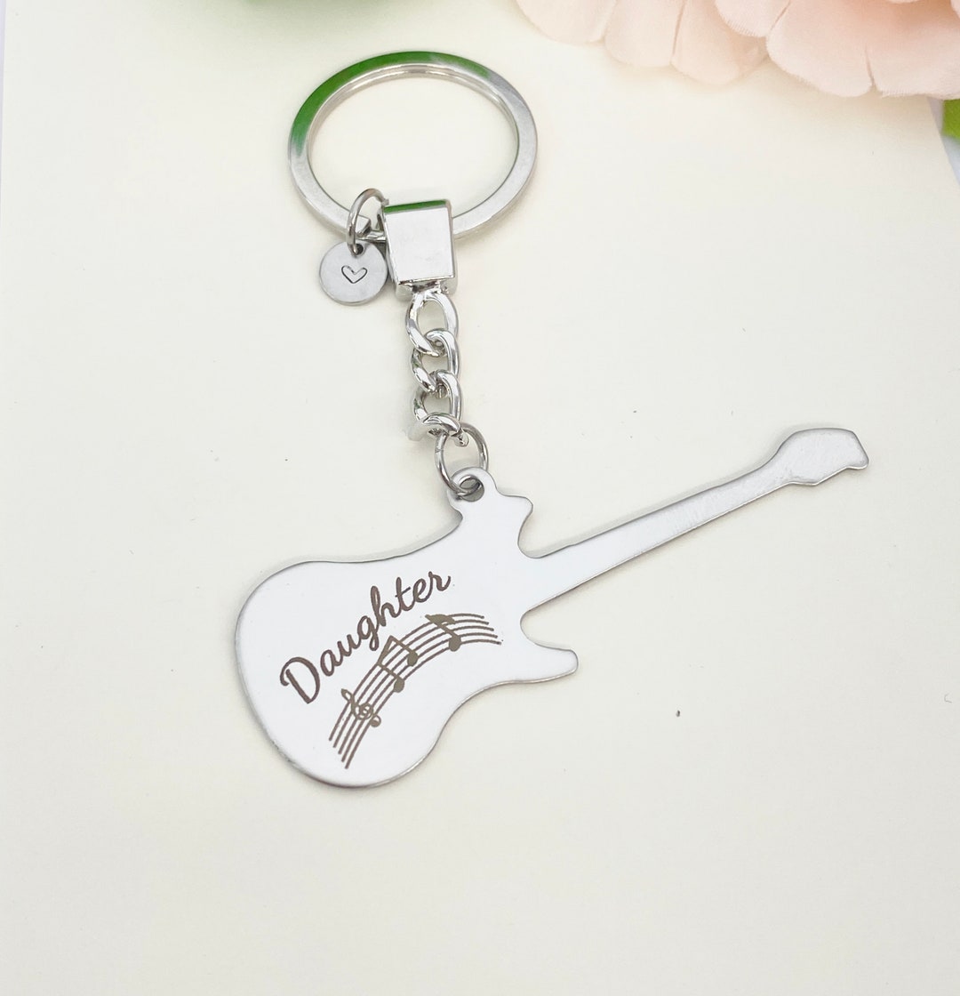 Daughter Guitar Keychain Stainless Steel Music Instrument Gifts, Best ...