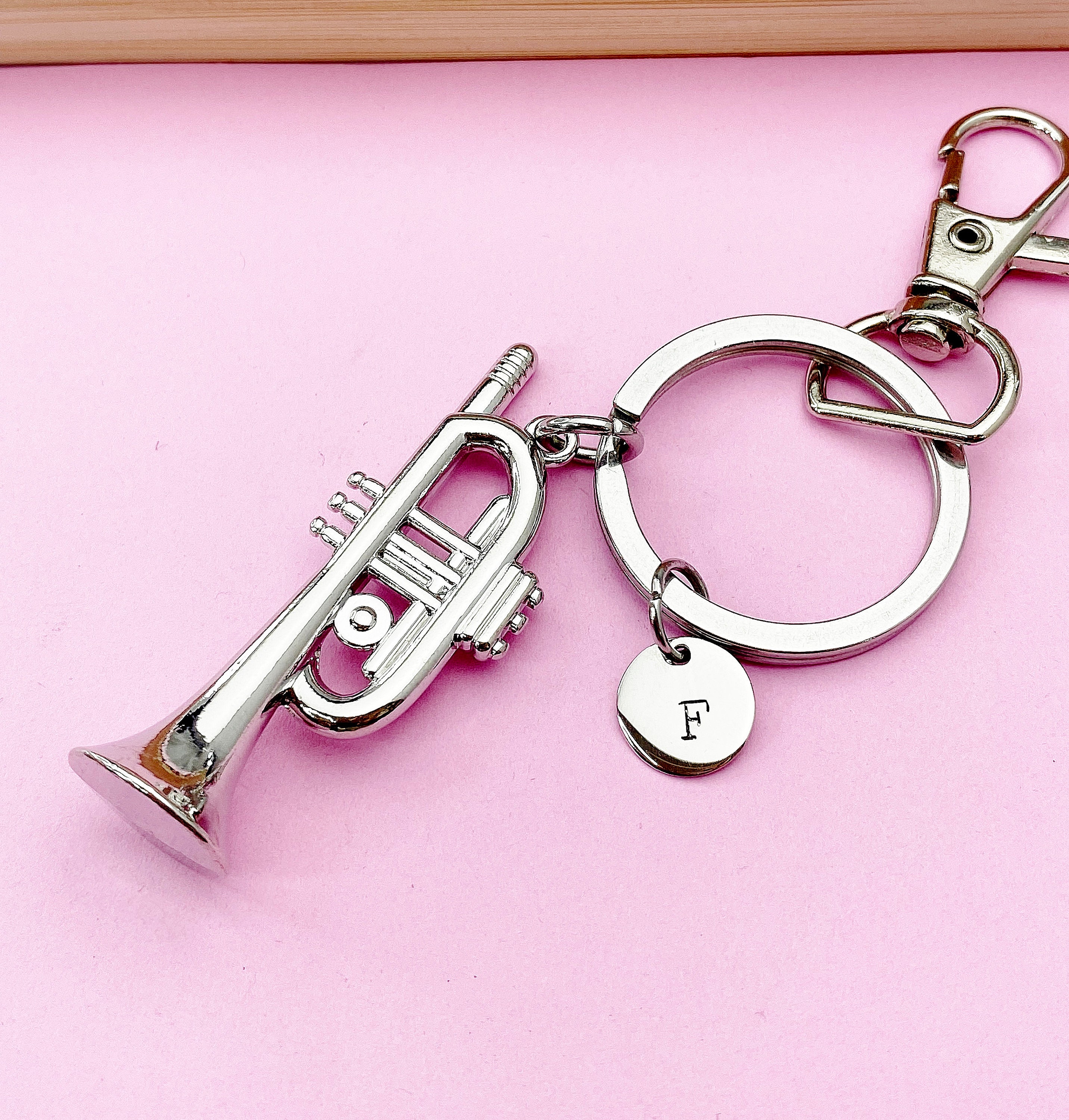 Silver Trumpet Charm Keychain, N5701 - Etsy