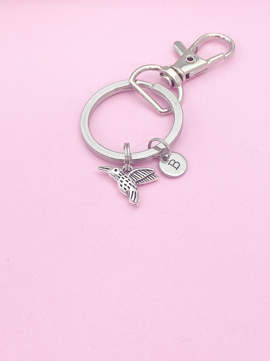 Silver Hummingbird Charm Keychain Bird Watcher Ornithologists Zoology ...