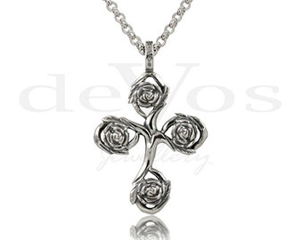 Rose cross pendant | Etsy