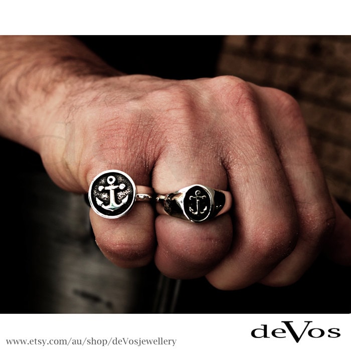 Anchor Ring small Vertical Anchor - Etsy