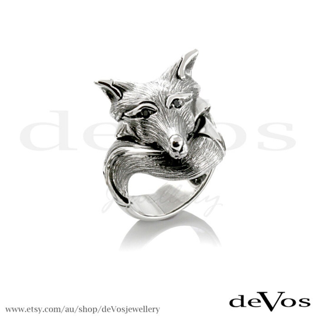 Fox Ring With Black Diamond Eyes - Etsy Australia