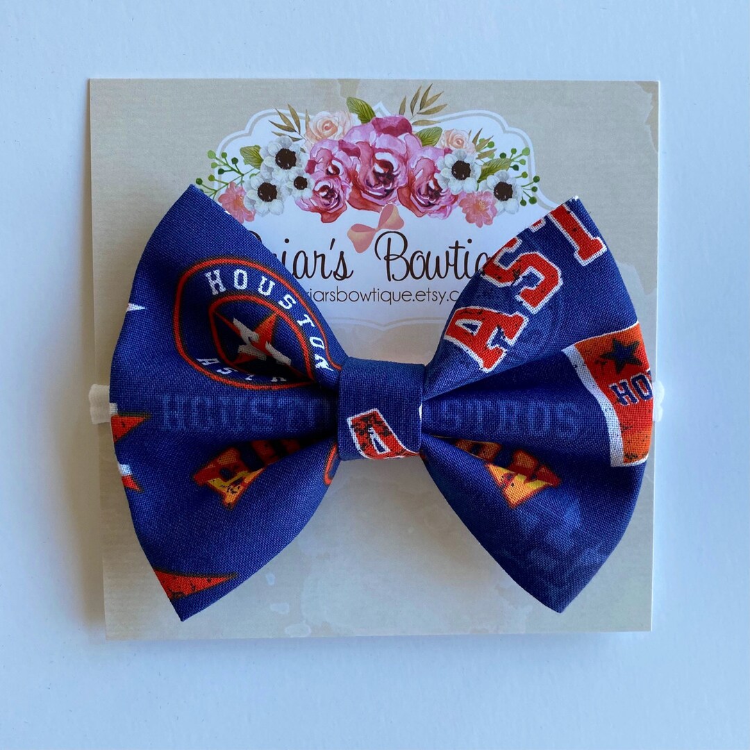 Astros Baby Bow: Houston Astros Fabric, Nylon Headband or Hair Clip - Etsy
