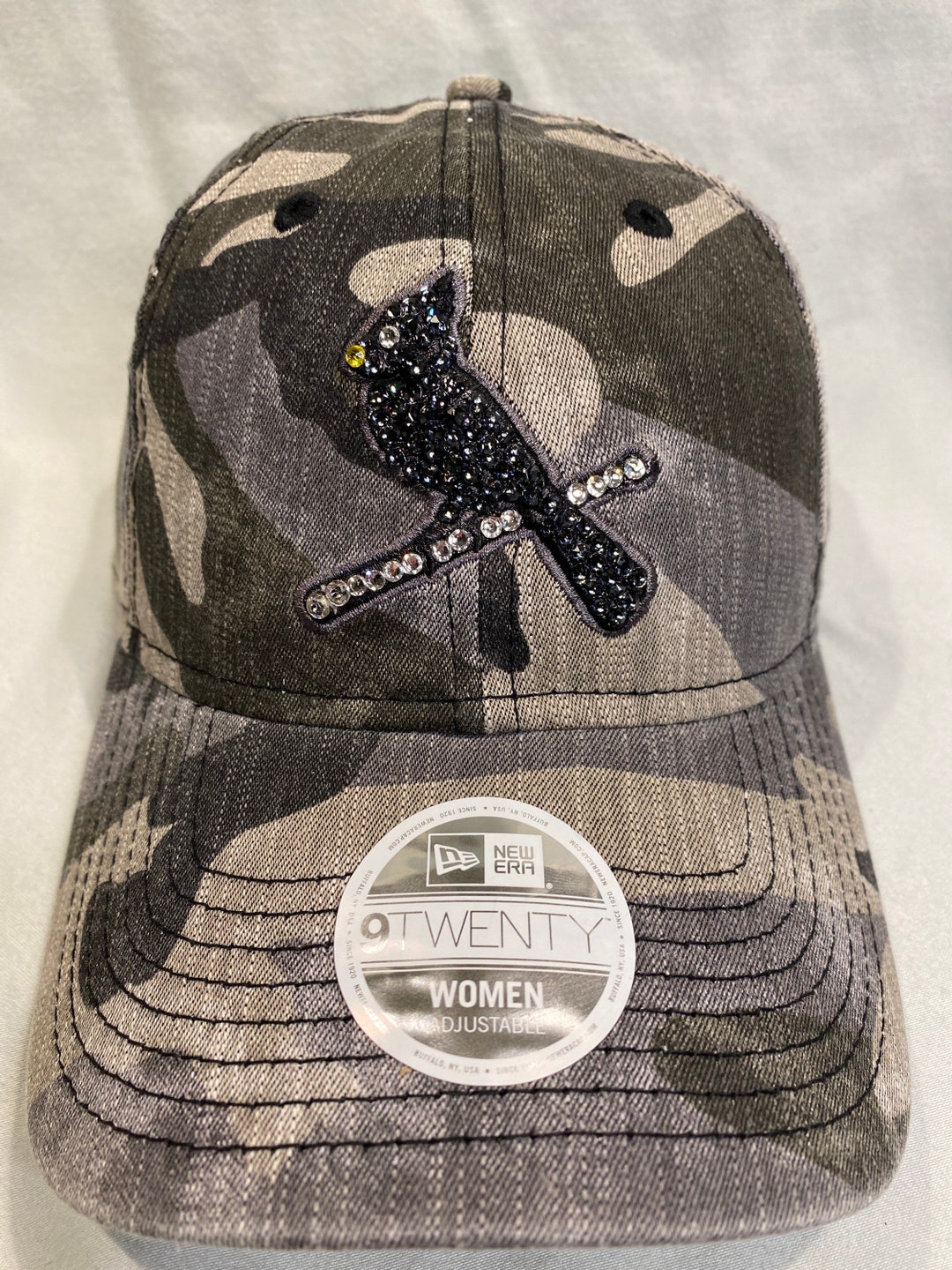 Blinged Grey Camo St. Louis Cardinals Bird on a Bat Hat, Hand ...