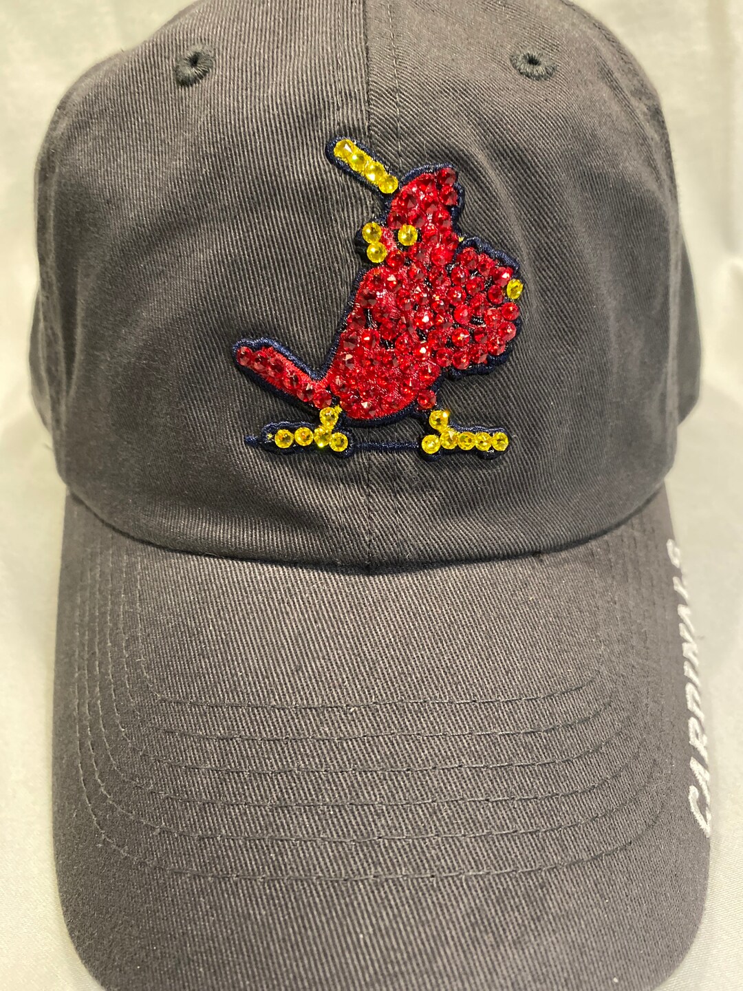 Blinged Navy Blue Vintage Bird St. Louis Cardinals Baseball Hat, Hand ...