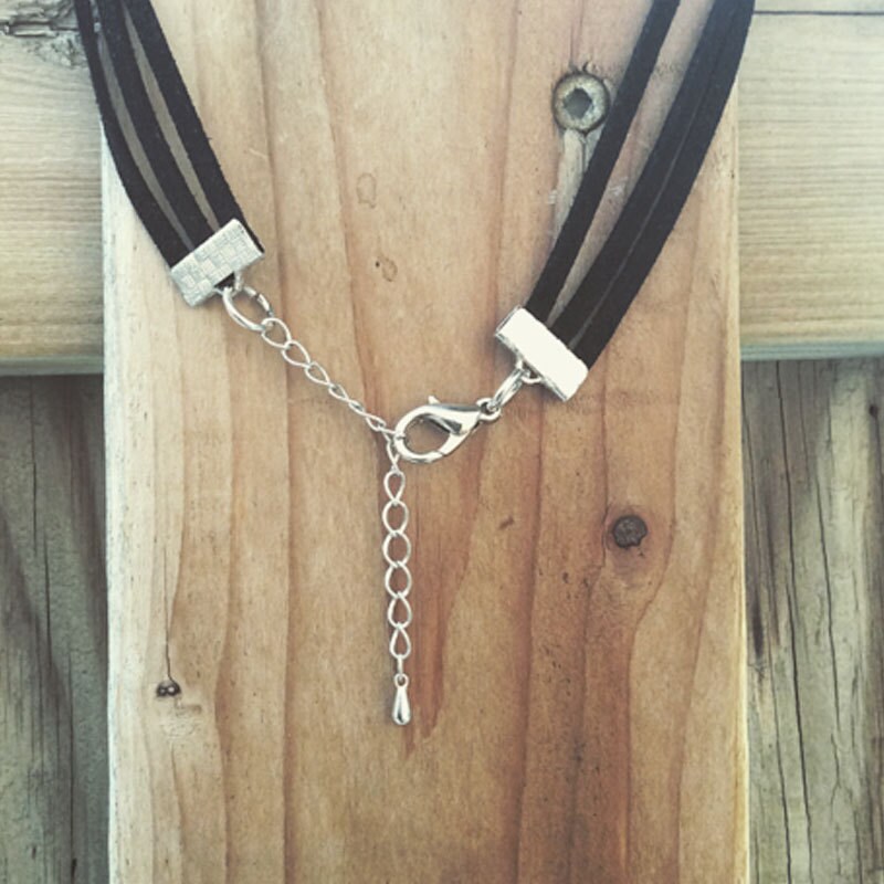 Suede Choker Black Choker Triple Choker Thin Choker - Etsy