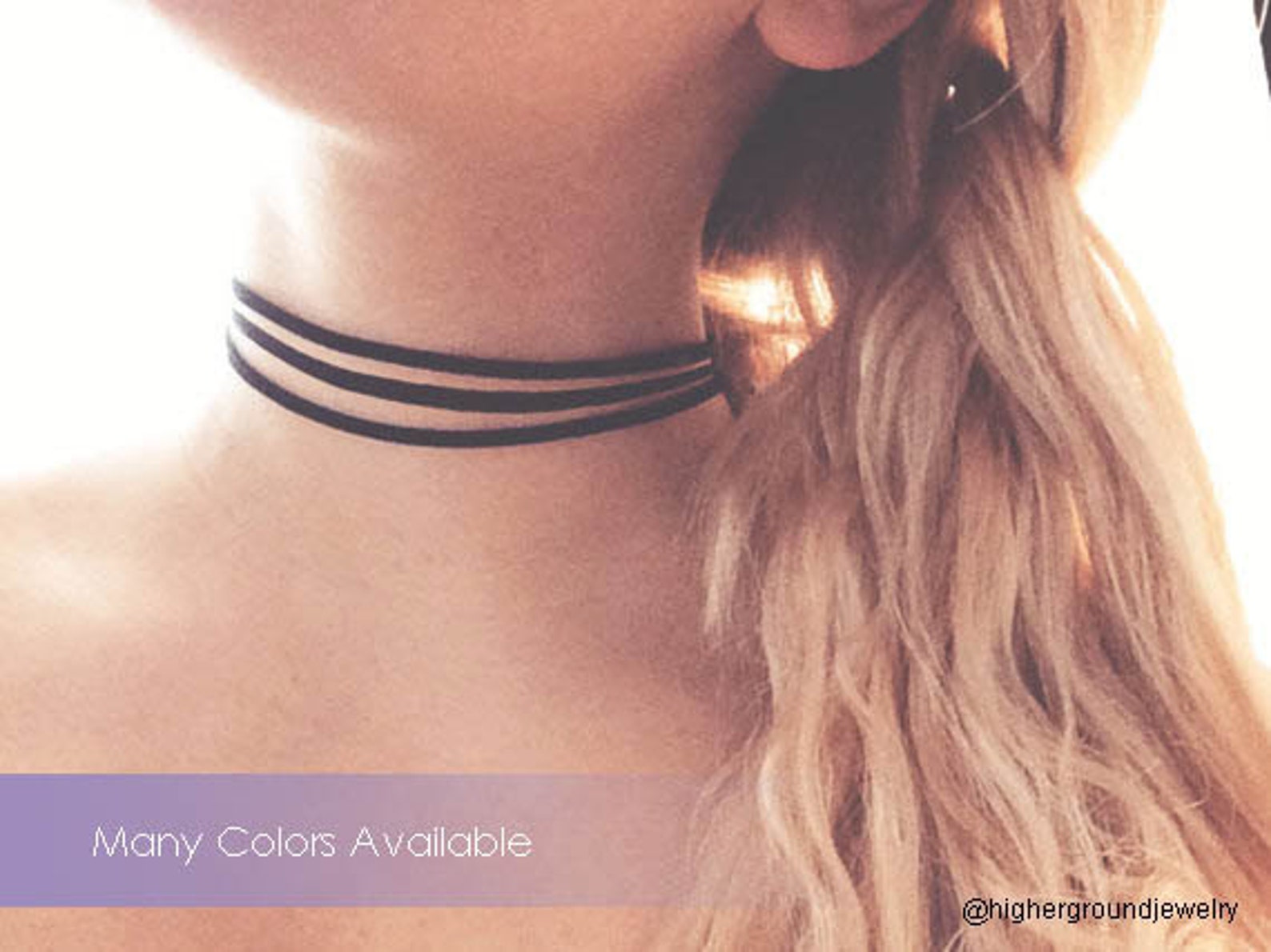 Suede Choker Black Choker Triple Choker Thin Choker - Etsy