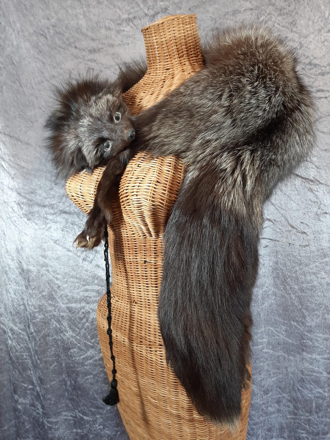 Vintage Silver Fox Fur Stole, 40s 50s Wrap, Real Dark With Natural ...