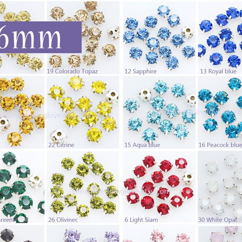 6mm Chaton Montees Rhinestones Gold Set Sew on Glass Crystal - Etsy