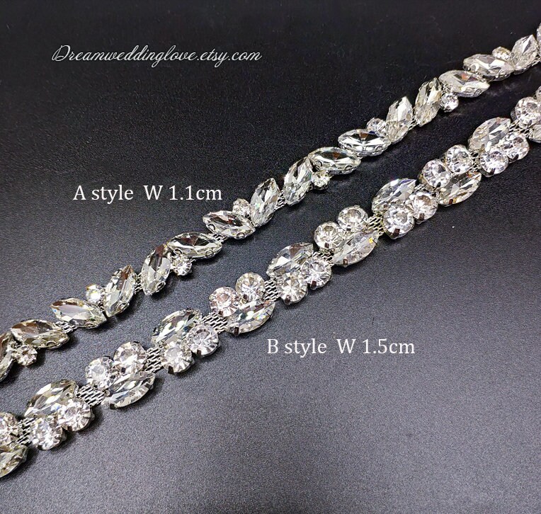 Thin High quality Rhinestone Trim by the Yard Rhinestone | Etsy