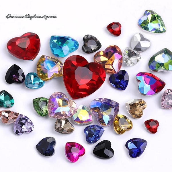 Heart Pointed Back Rhinestones - Etsy