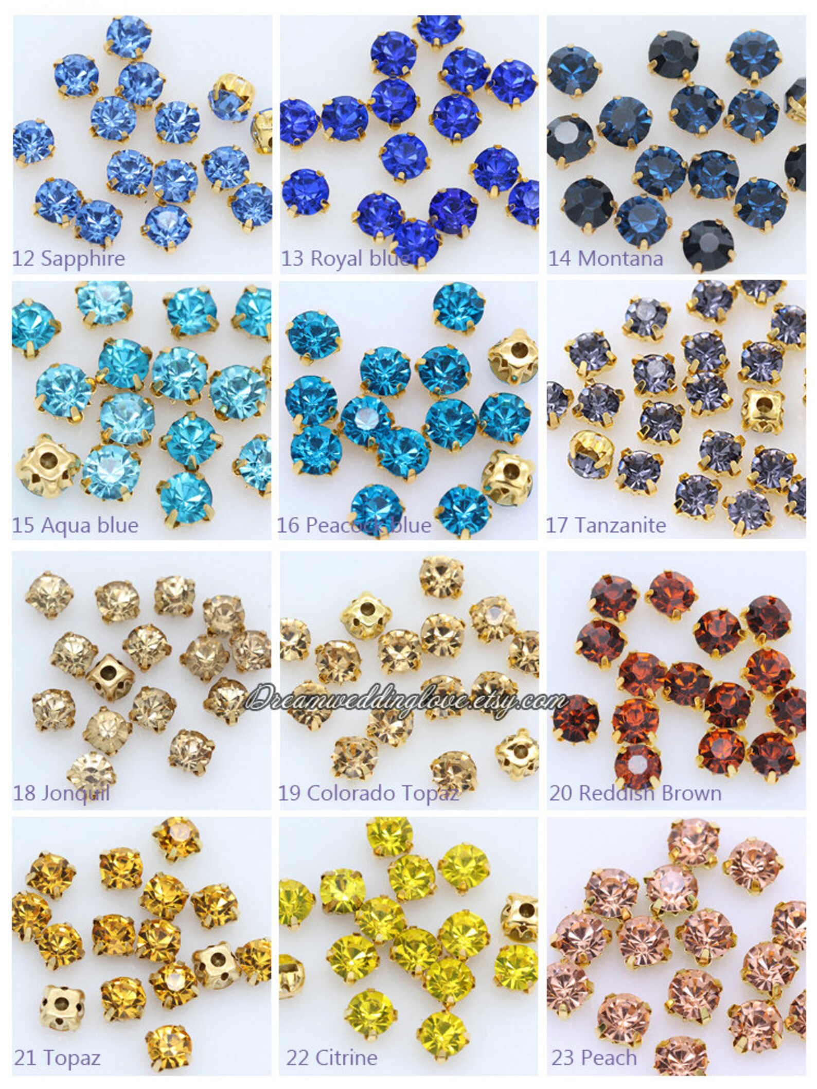 8mm Chaton Montees Rhinestones Gold Set Sew on Glass Crystal - Etsy