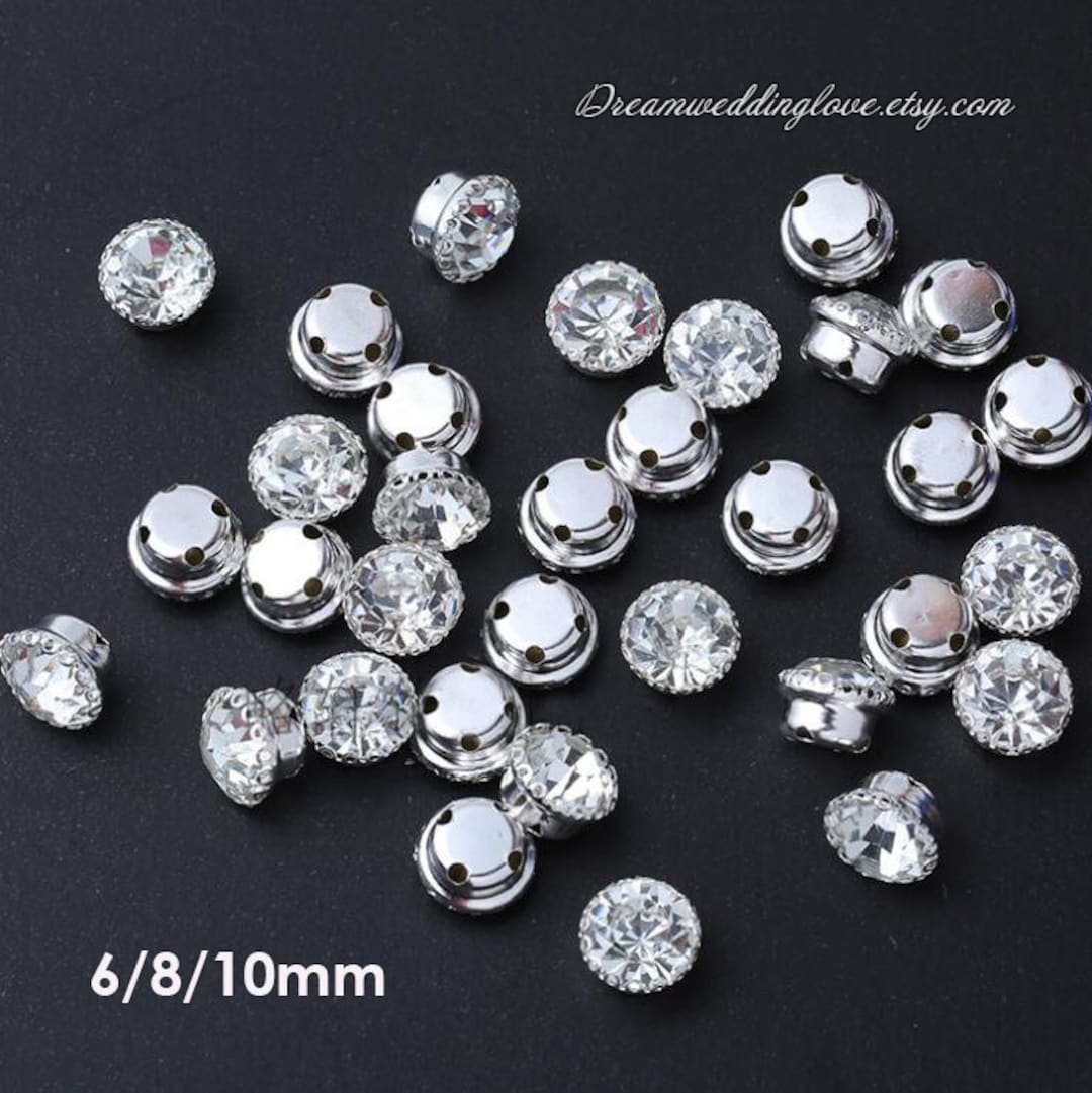 Chaton Montees Lace Claw - 6mm 8mm 10mm Sew on Clear Glass Crystal ...