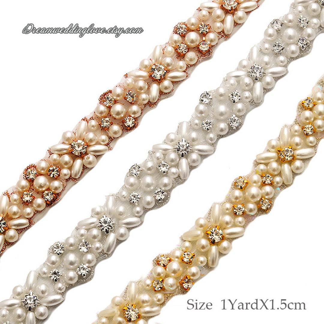 Pearl Trims, Beaded Pearl Trim for Dress, Jewelry Trim, Wedding Trim ...
