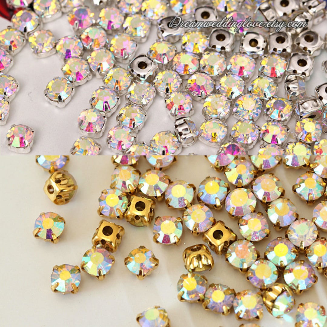 Crystal AB Montee Beads 3mm 4mm 5mm 6mm Round Sew on Rhinestones ...