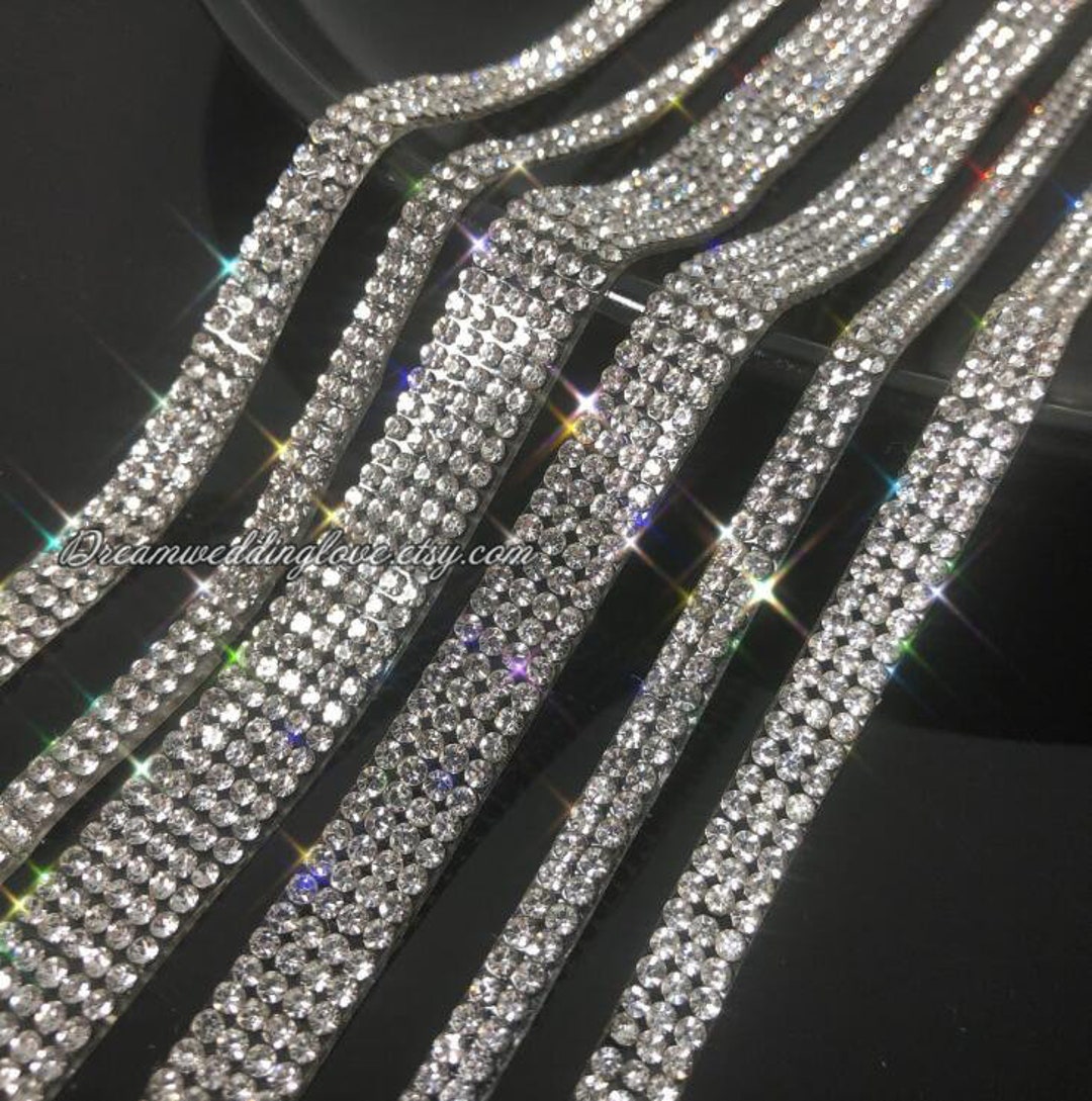 Crystal Trims Iron On,silver Beaded Rhinestones Ribbon 2yard , for ...