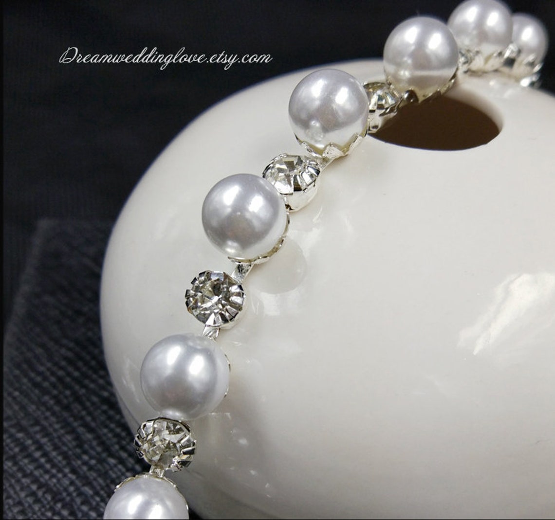 Crystal Rhinestone Beaded Pearls Trim1/2yard Pearl Rhinestone - Etsy