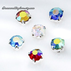 AB Montee Beads Series 3mm 4mm 5mm 6mm Round Sew on Rhinestones Chatons ...