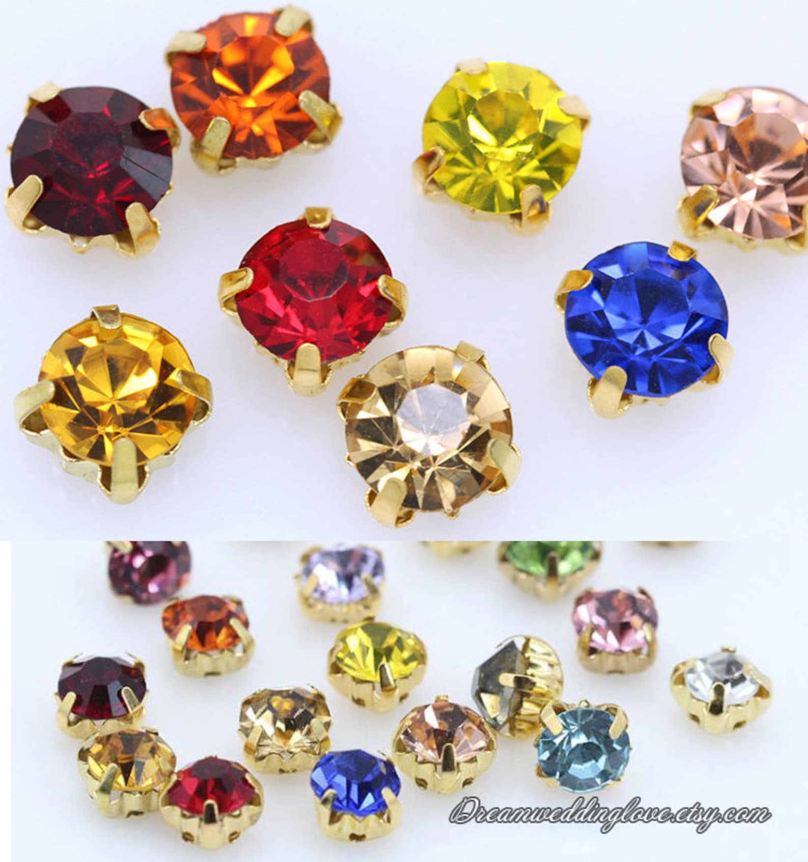 5mm Chaton Montees Rhinestones Gold Set Sew on Glass Crystal - Etsy