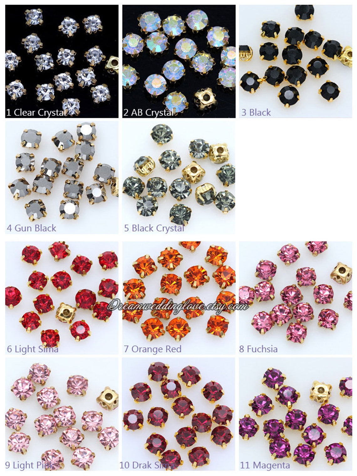 5mm Chaton Montees Rhinestones Gold Set Sew on Glass Crystal - Etsy