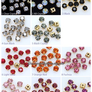 5mm Chaton Montees Rhinestones Gold Set-- Sew on Glass Crystal Beads ...